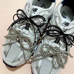 Silver Bead Shoe Ribbon Pearl Shoe Decoration Shoe Sliver Heart for ...