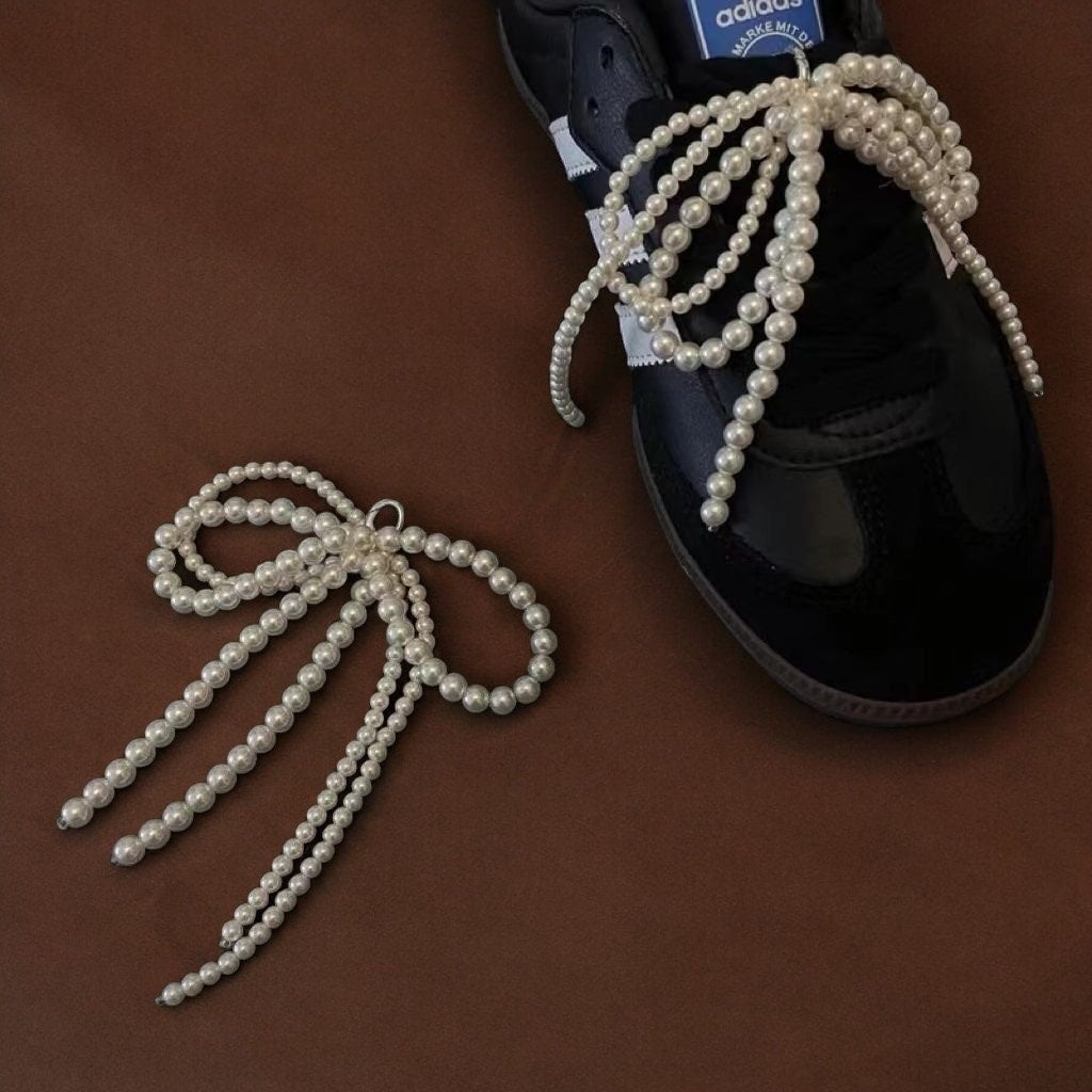 Pearl Bow Shoe Charm Pearl Shoe Clip Ribbon and Pearl Jewelry Shoe ...