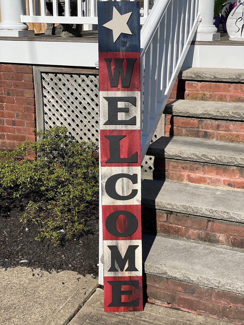 Patriotic Welcome Board Welcome Board Outdoor Welcome Sign - Etsy