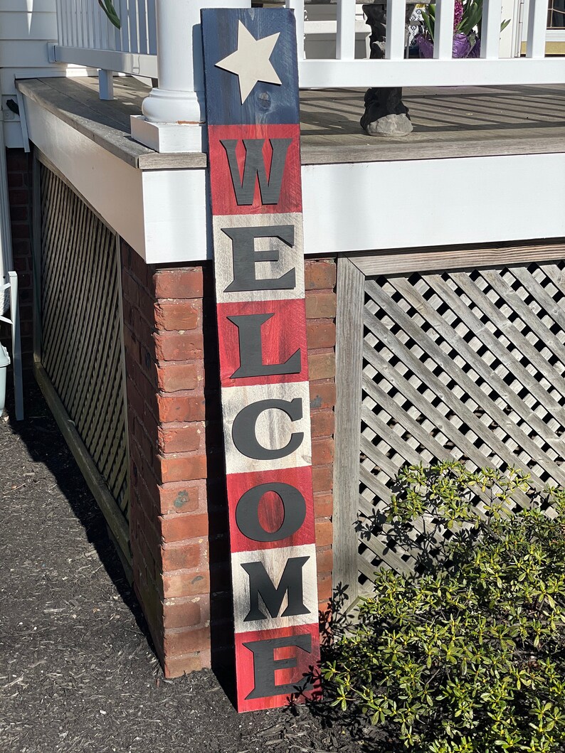 Patriotic Welcome Board Welcome Board Outdoor Welcome Sign - Etsy