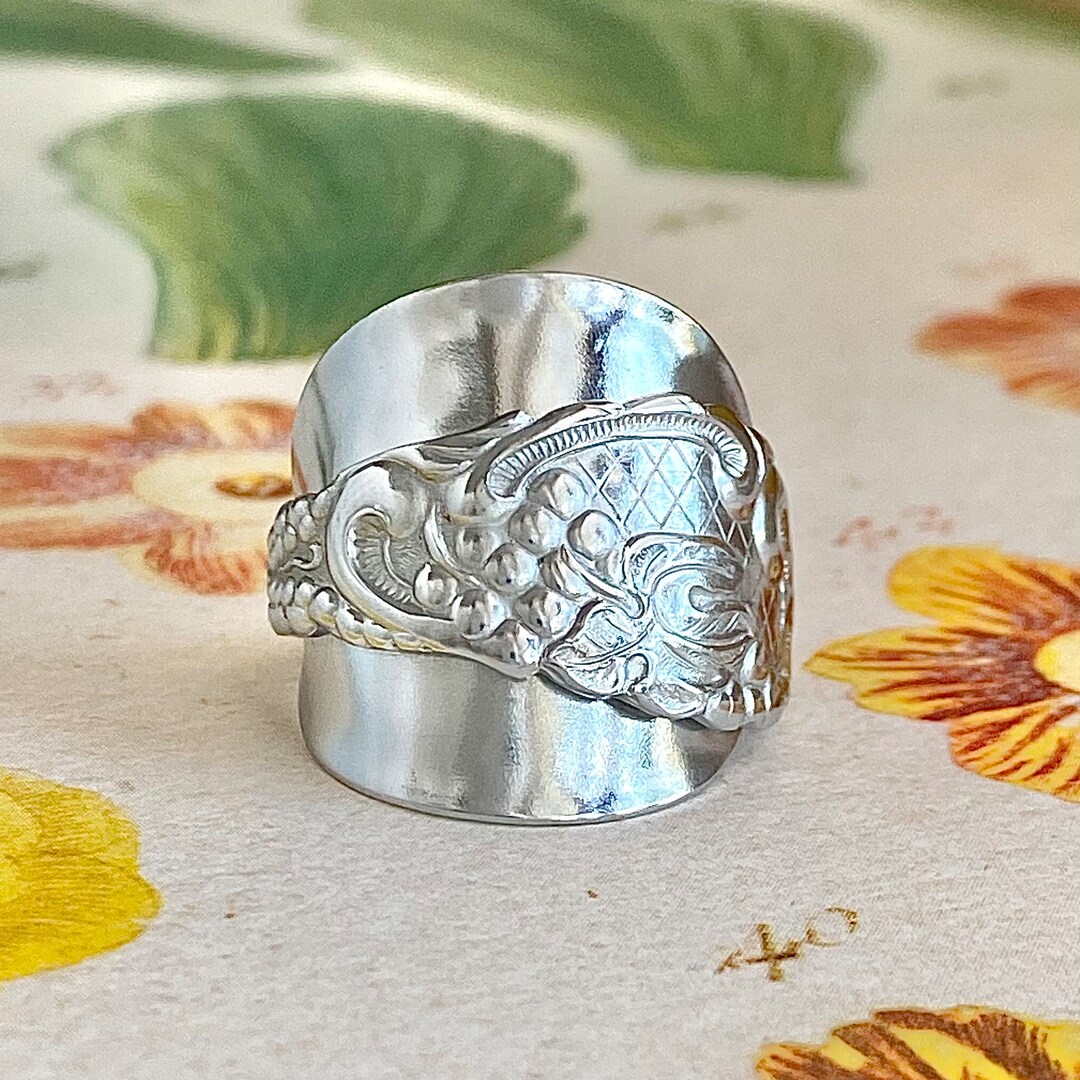 JUNIPER Beautiful Unusual Handmade Silver Plated Spoon Ring Upcycled ...