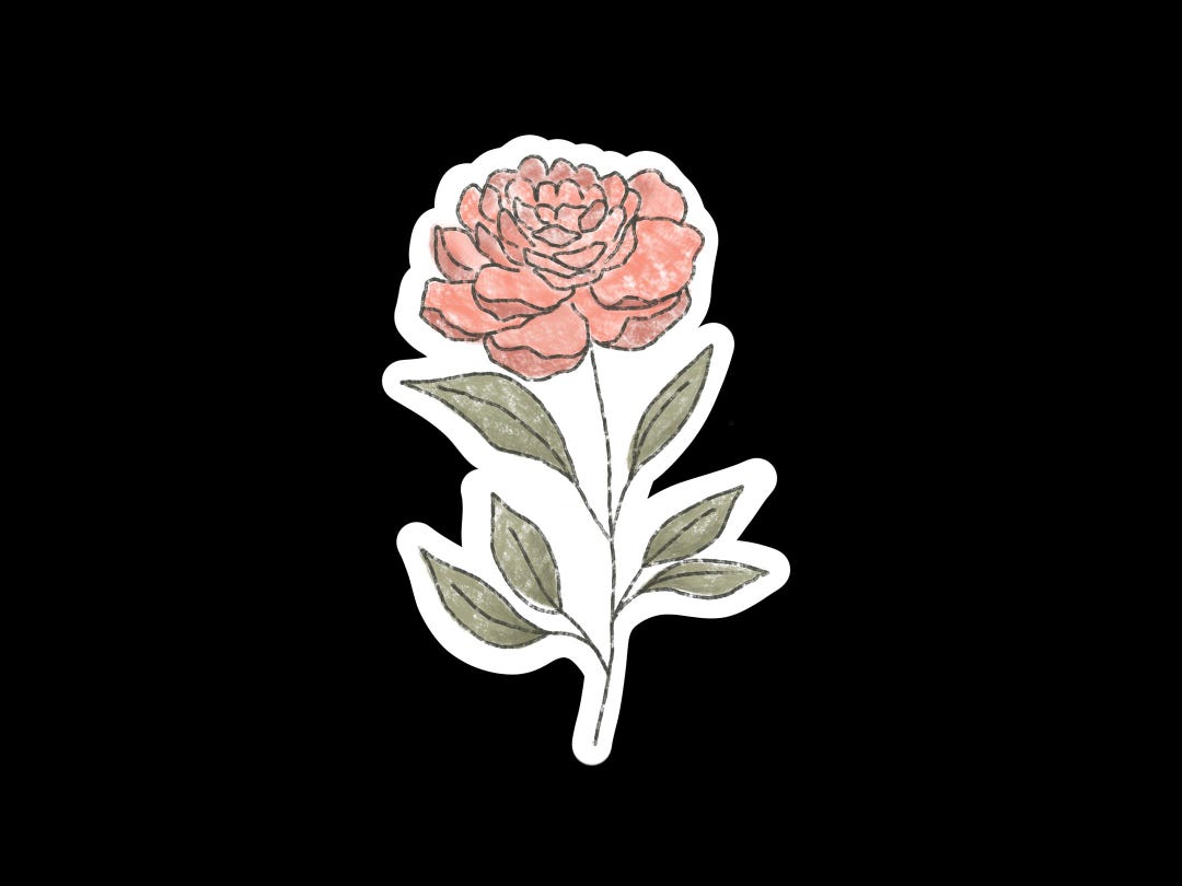 Old Fashioned Pink Rose Sticker - Etsy