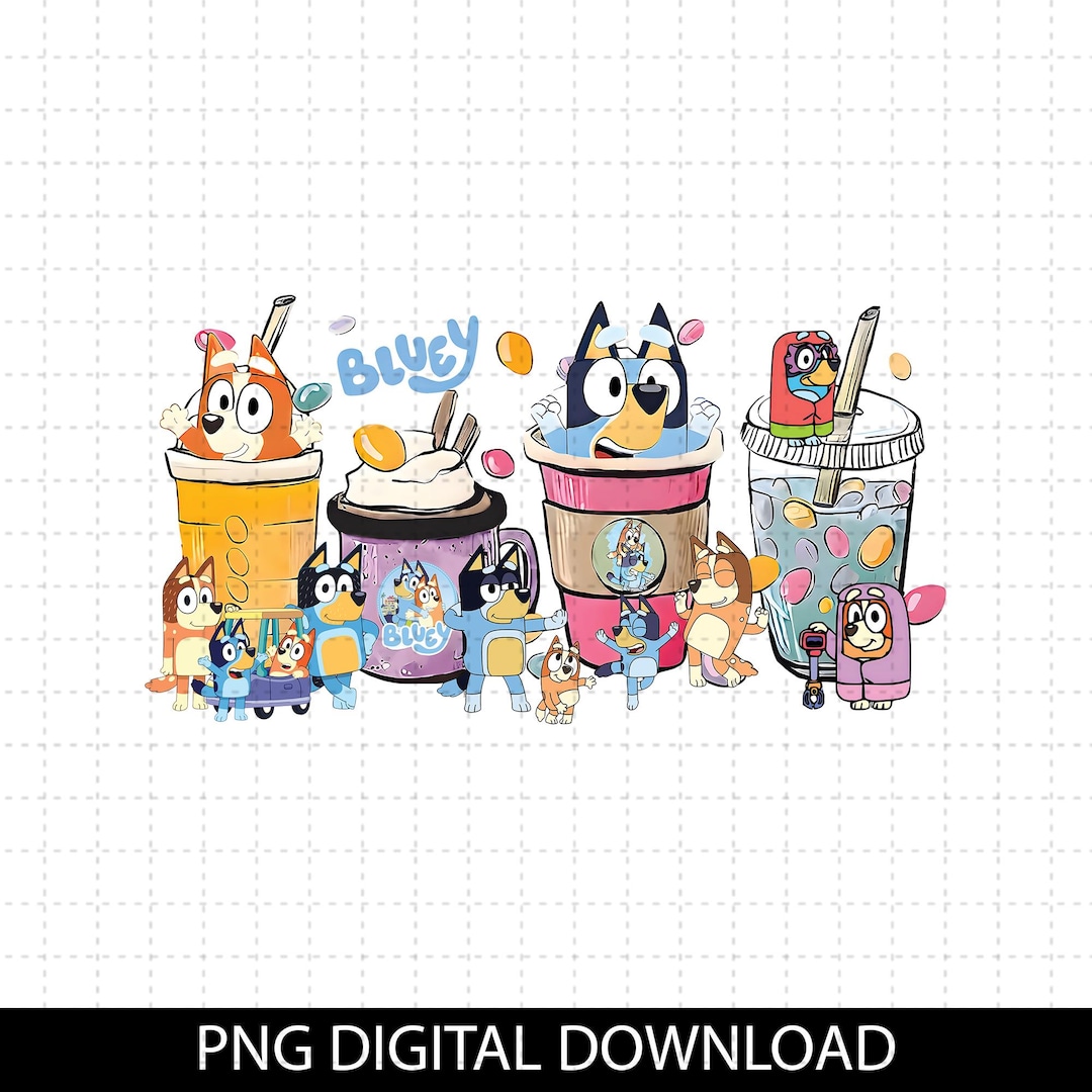 Cute Bluey Boba Tea PNG, Cute Cartoon Drink Digital Download, Bluey ...