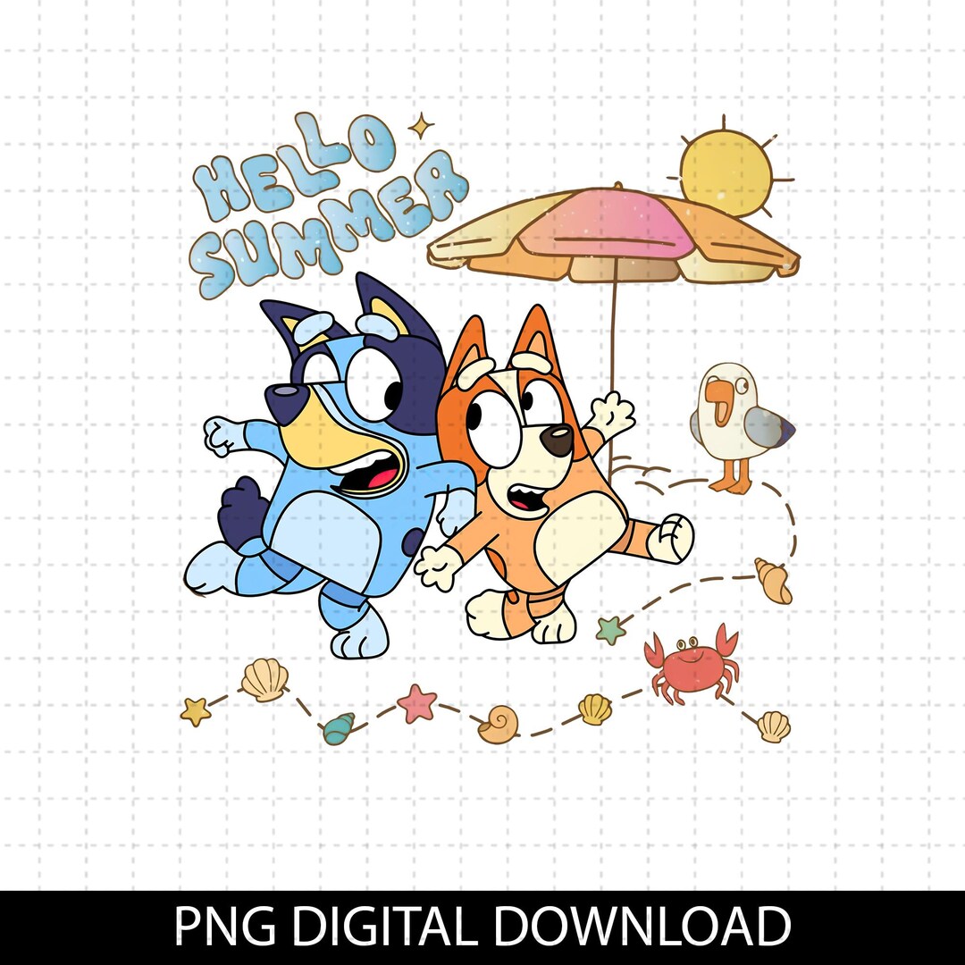 Hello Summer Bluey PNG, Bluey PNG, Bluey Family PNG, Bluey Summer Png ...