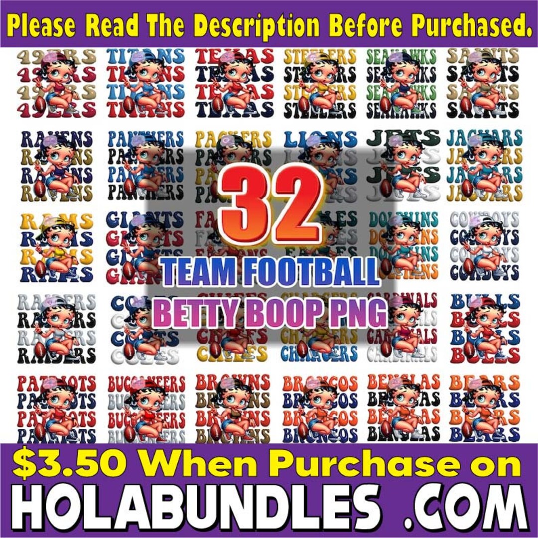 Betty Boop Football PNG, American Football PNG, Football Bundle Png, 32 ...