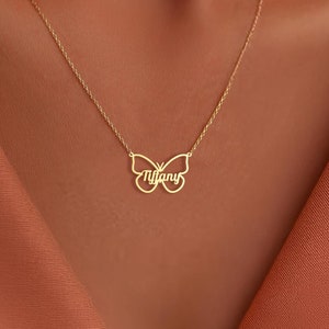 Custom Butterfly Name Necklace - Personalized Pendant With Your Name ...