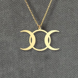 Triple Moon Charm Necklace - Symbolic Wicca Jewelry - Celestial Goddess ...