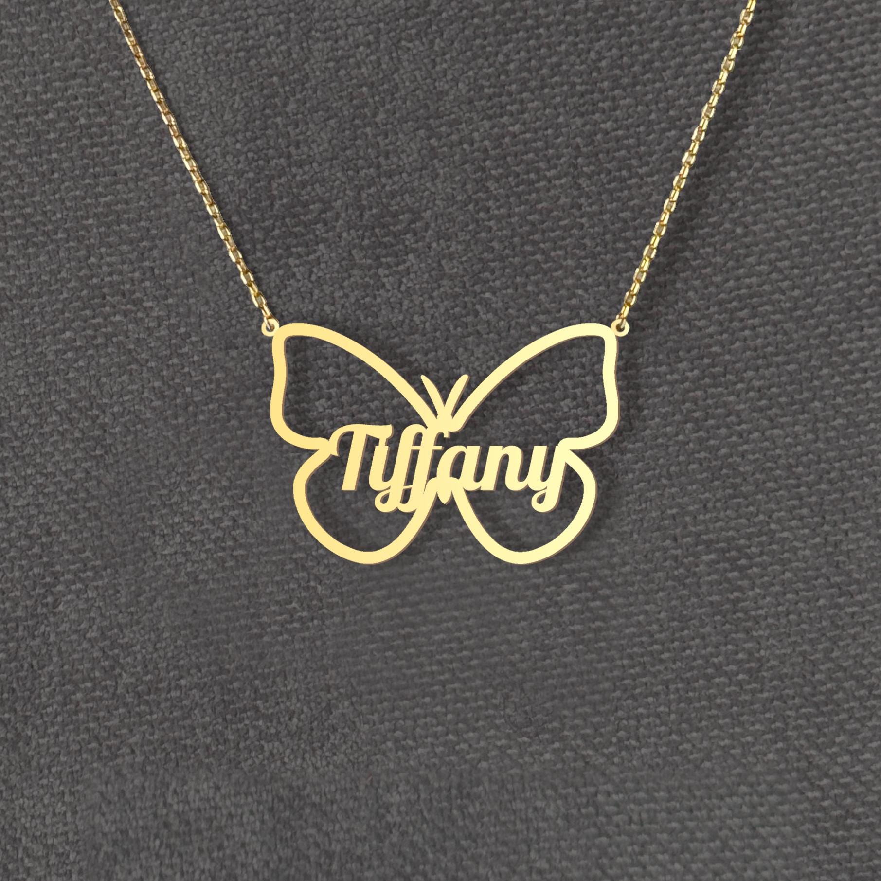 Custom Butterfly Name Necklace - Personalized Pendant With Your Name ...