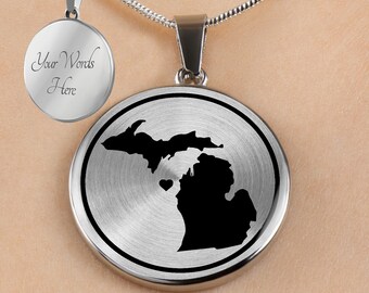 Michigan State Map Necklace - Etsy