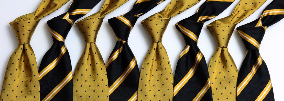 Gold Polkadot Necktie, Handmade Luxury Necktie, Gold and Black Necktie ...