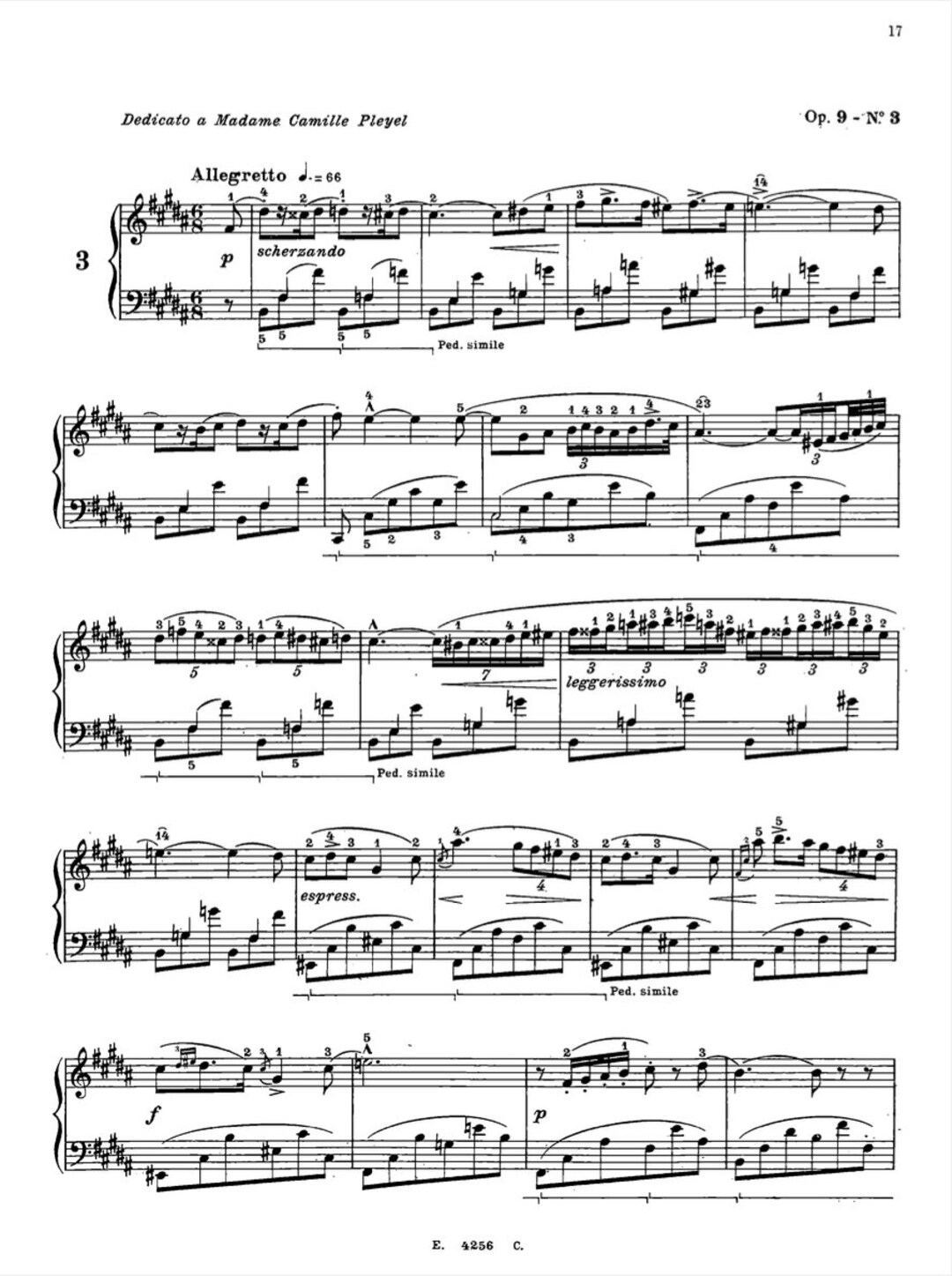 Frederic Chopin Nocturne in B Major, Op. 9, No. 3 - Etsy