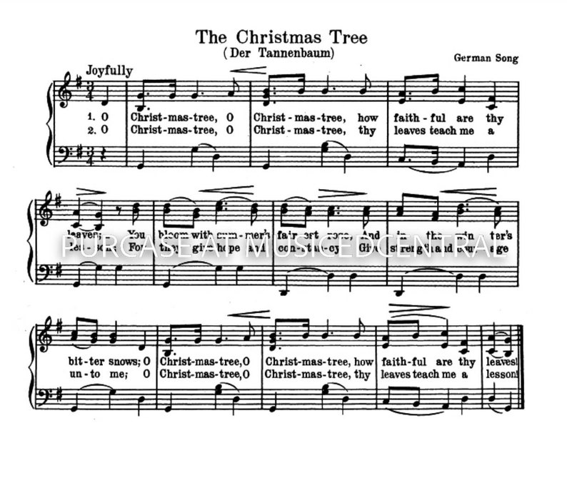 O Christmas Tree (O Tannenbaum) Christmas Carol Piano Sheet Music ...