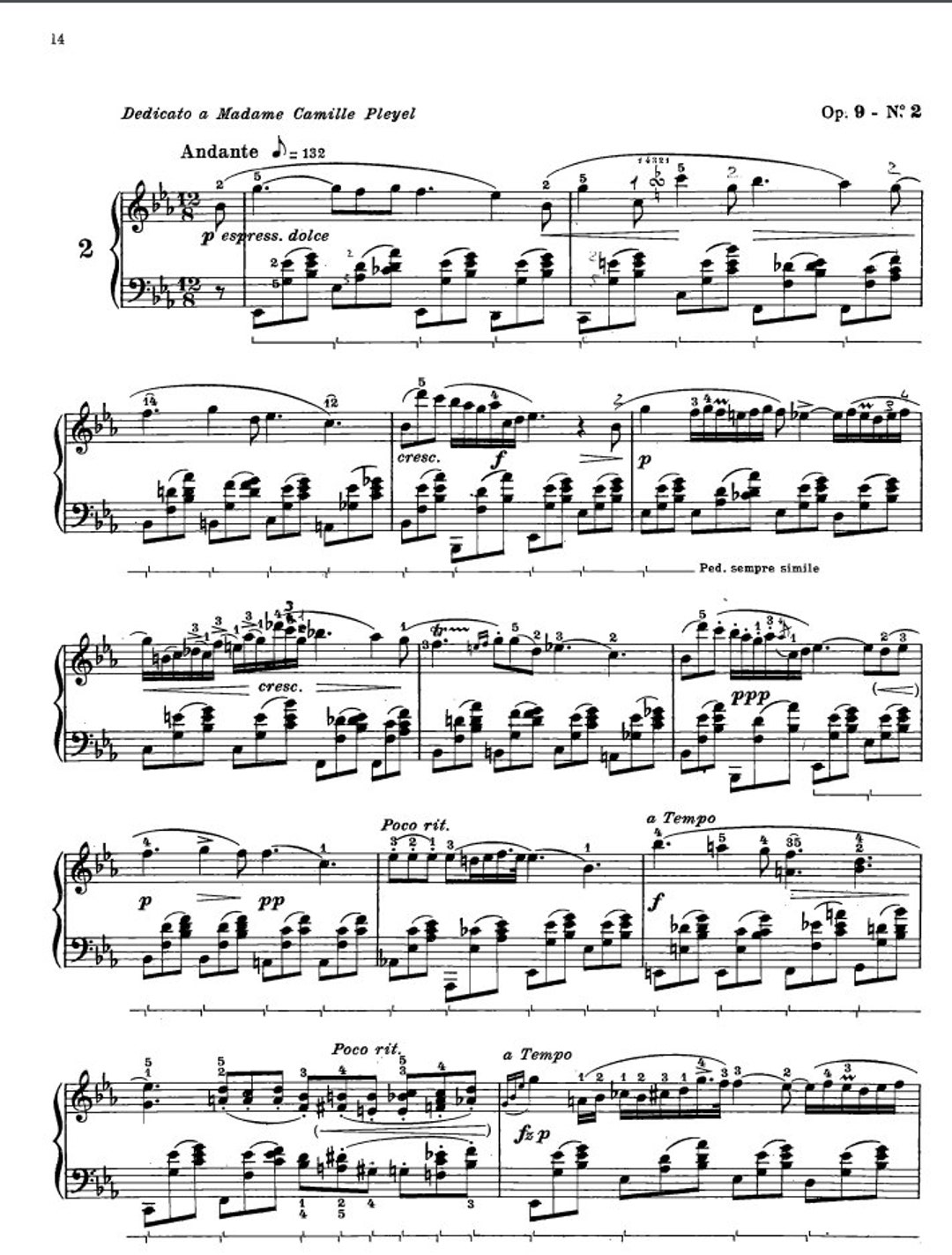 Frederic Chopin Nocturne in E-flat Major, Op. 9, No. 2 - Etsy