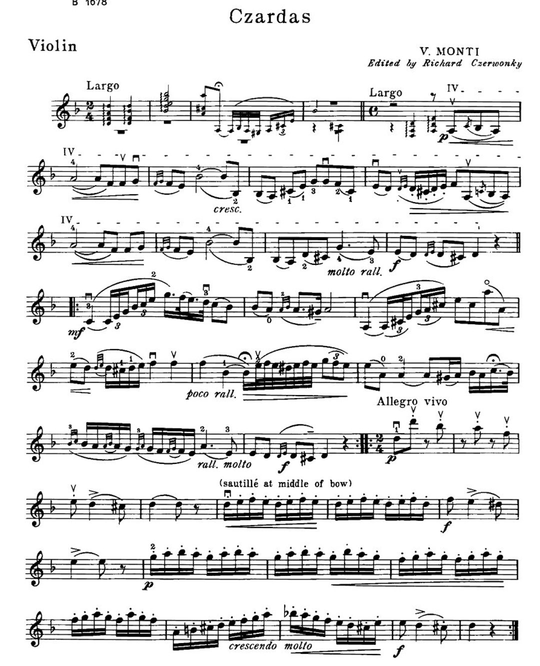 Csárdás by Vittorio Monti - Violin & Piano Sheet Music - Etsy