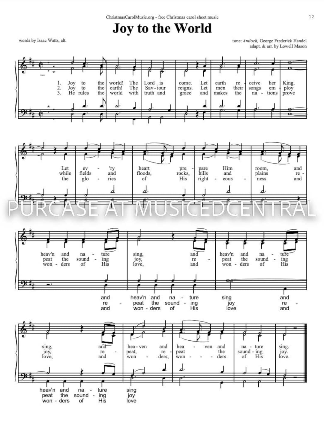 Joy To The World Sheet Music
