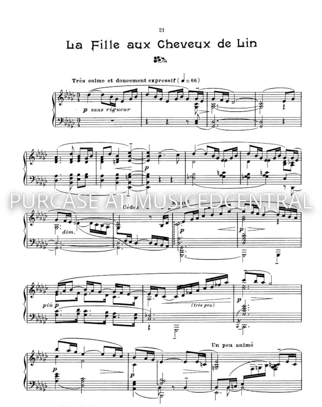 La Fille Aux Cheveux De Lin the Girl With the Flaxen Hair Claude ...