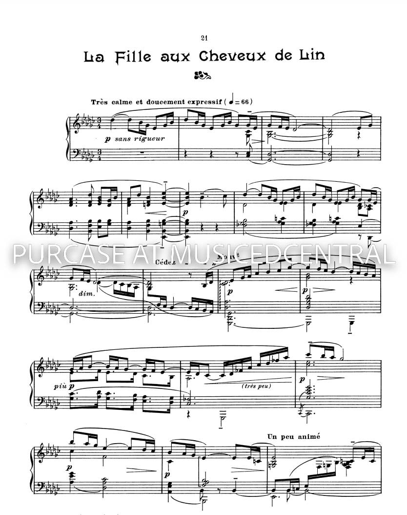 La Fille Aux Cheveux De Lin the Girl With the Flaxen Hair Claude ...