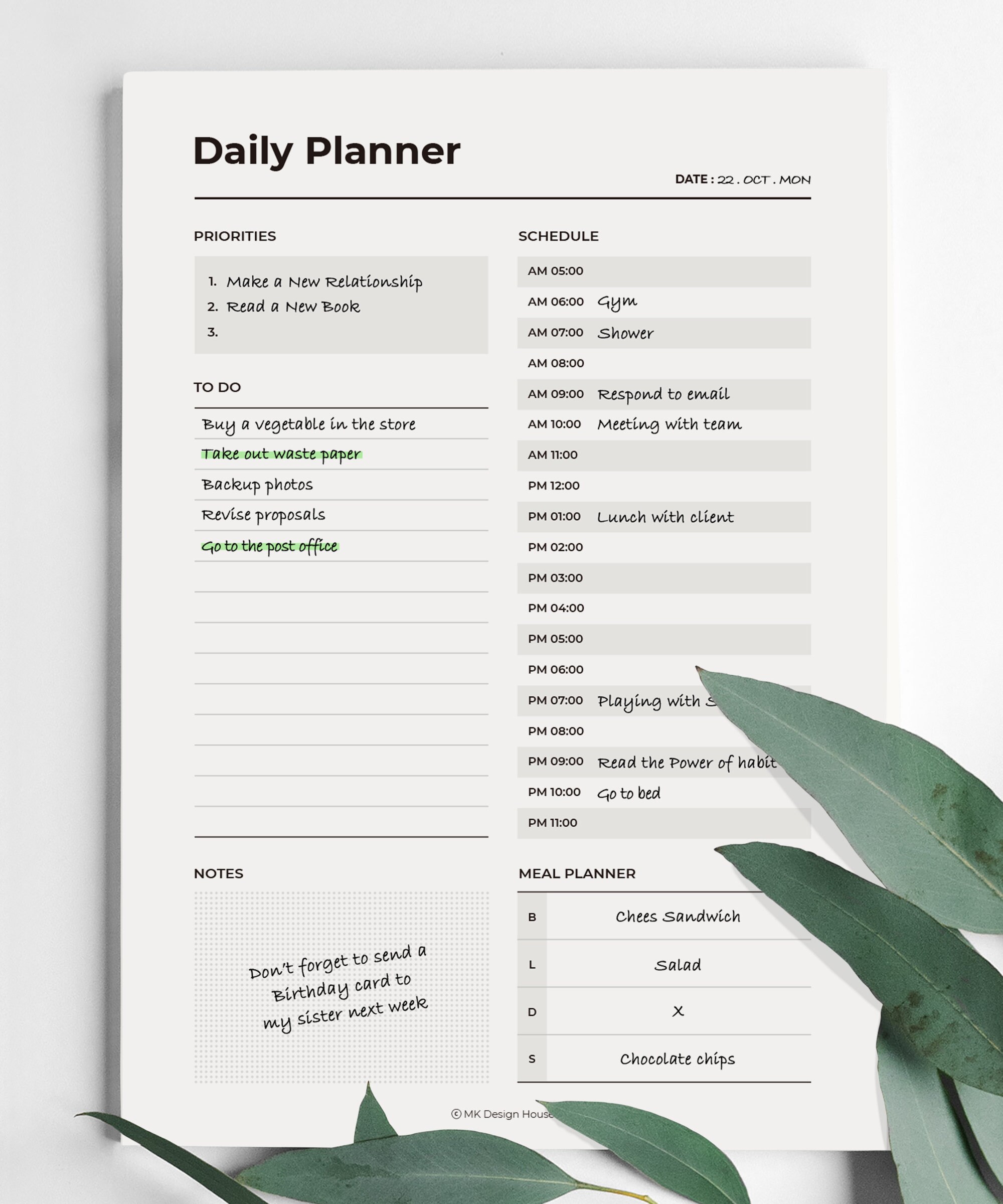 Printable Daily Planner, Instant Download PDF, Printable to Do List ...