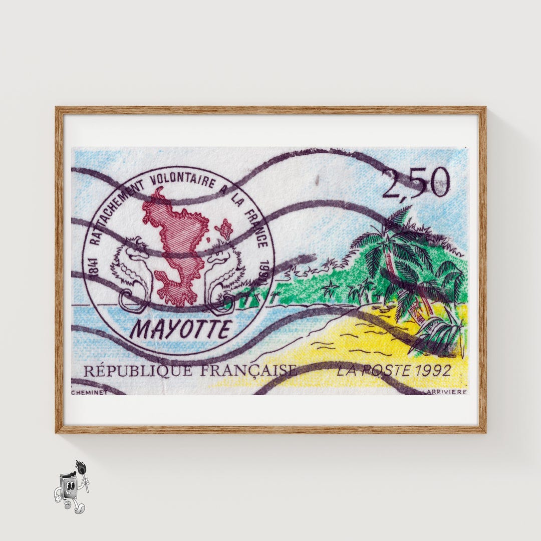 Tropical Sandy Beach - Postage Stamp Print - Aesthetic Wall Art ...