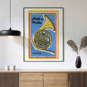 French Horn - Matchbox Print - Aesthetic Wall Art - Vintage Art ...