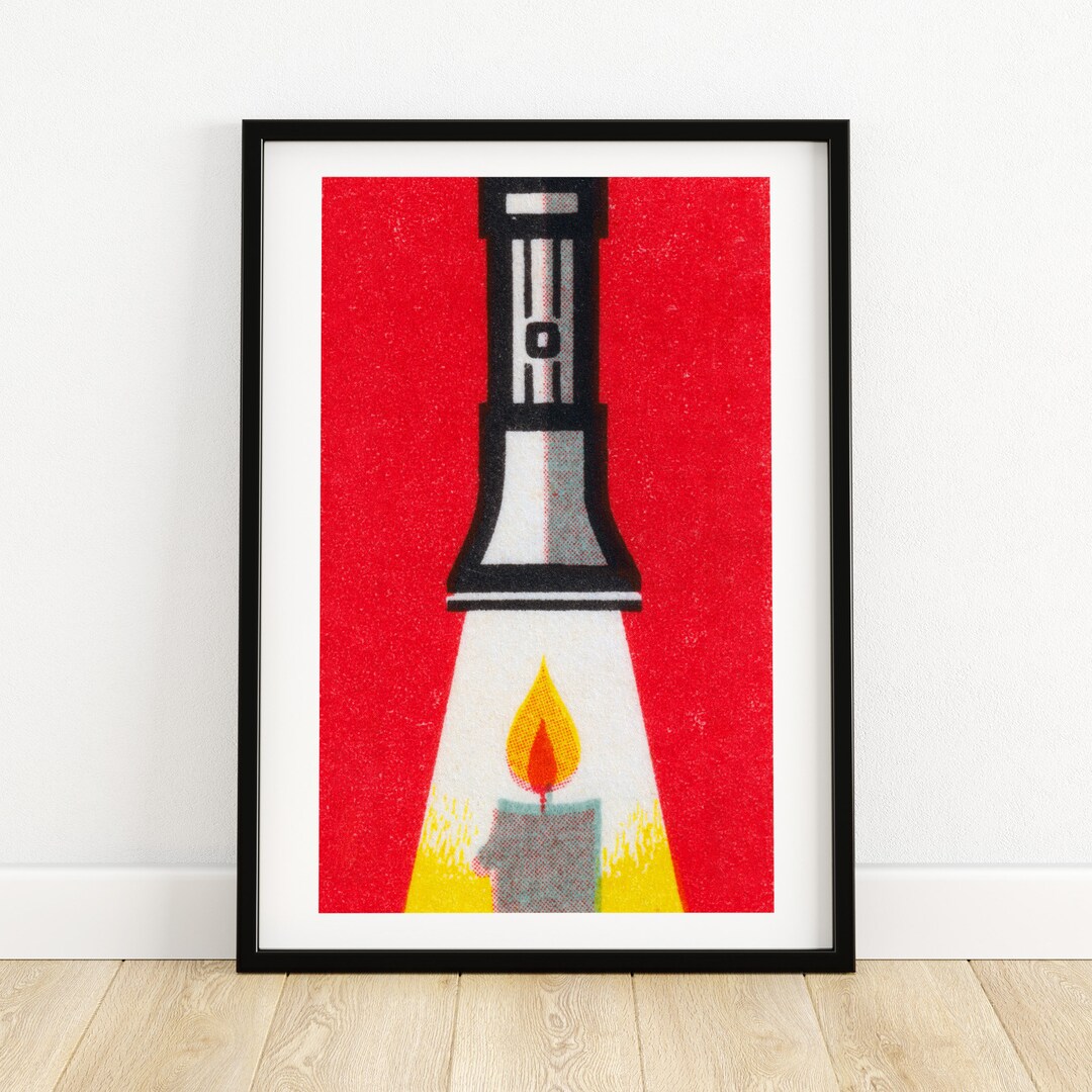 Candle Flashlight Matchbox Print Aesthetic Wall Art Vintage Eastern ...