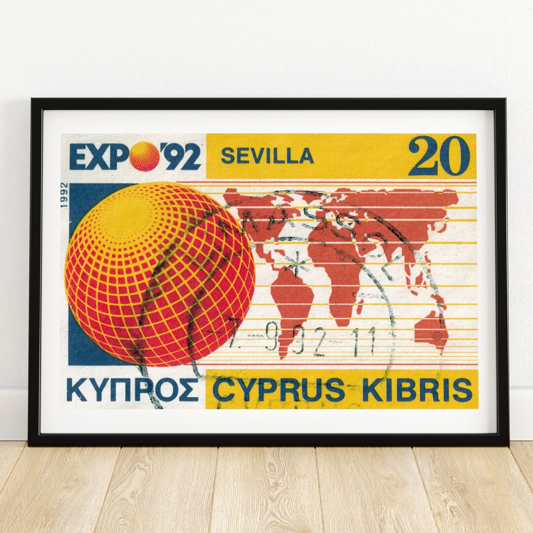 International Expo Cyprus Postage Stamp Print Aesthetic Wall Art ...