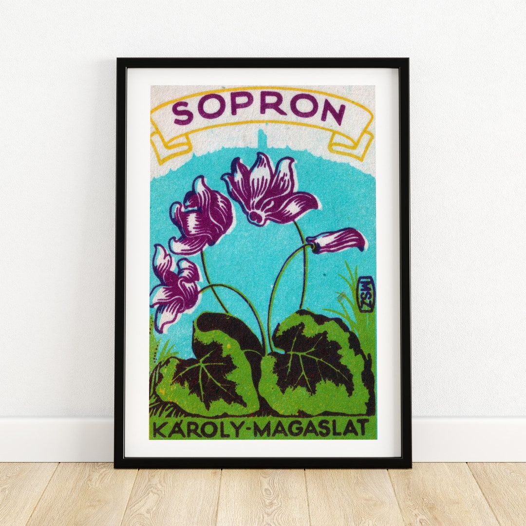 Purple Flowers Matchbox Print Aesthetic Wall Art Vintage Art Matchbox ...