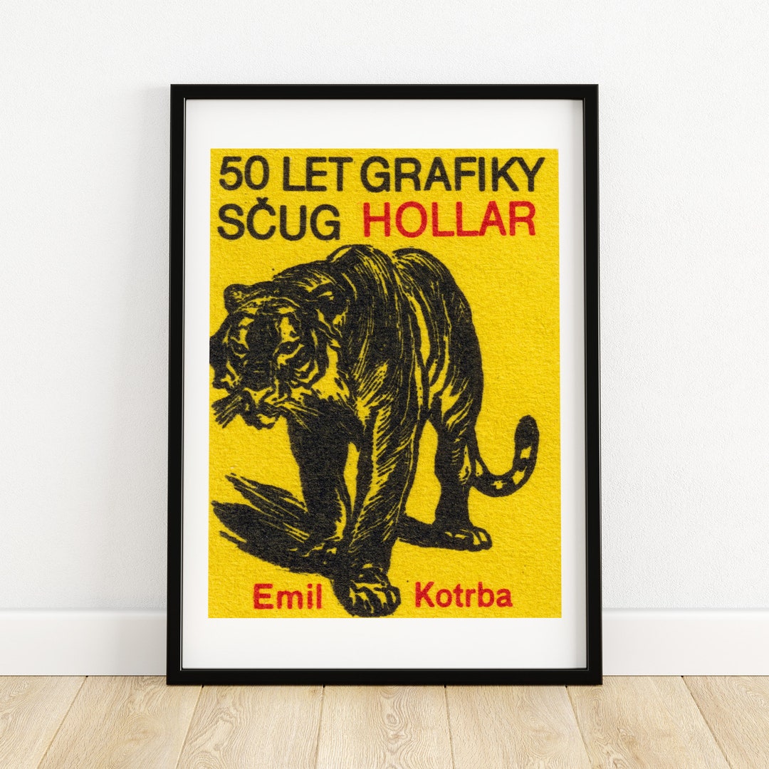 Yellow Tiger Matchbox Print Czech Wall Art Vintage Czech - Etsy