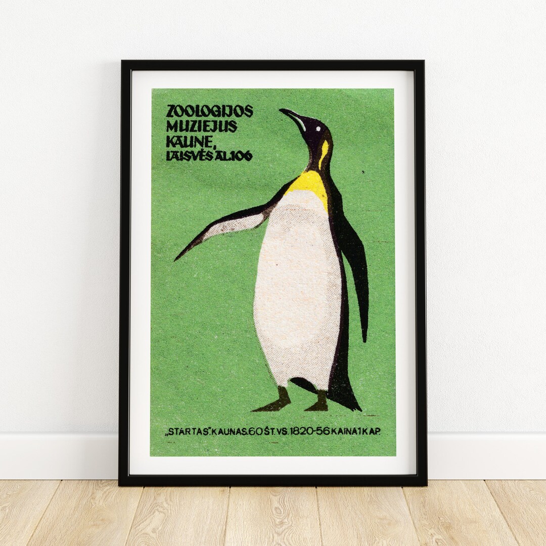 Penguin Matchbox Print Aesthetic Wall Art Vintage - Etsy
