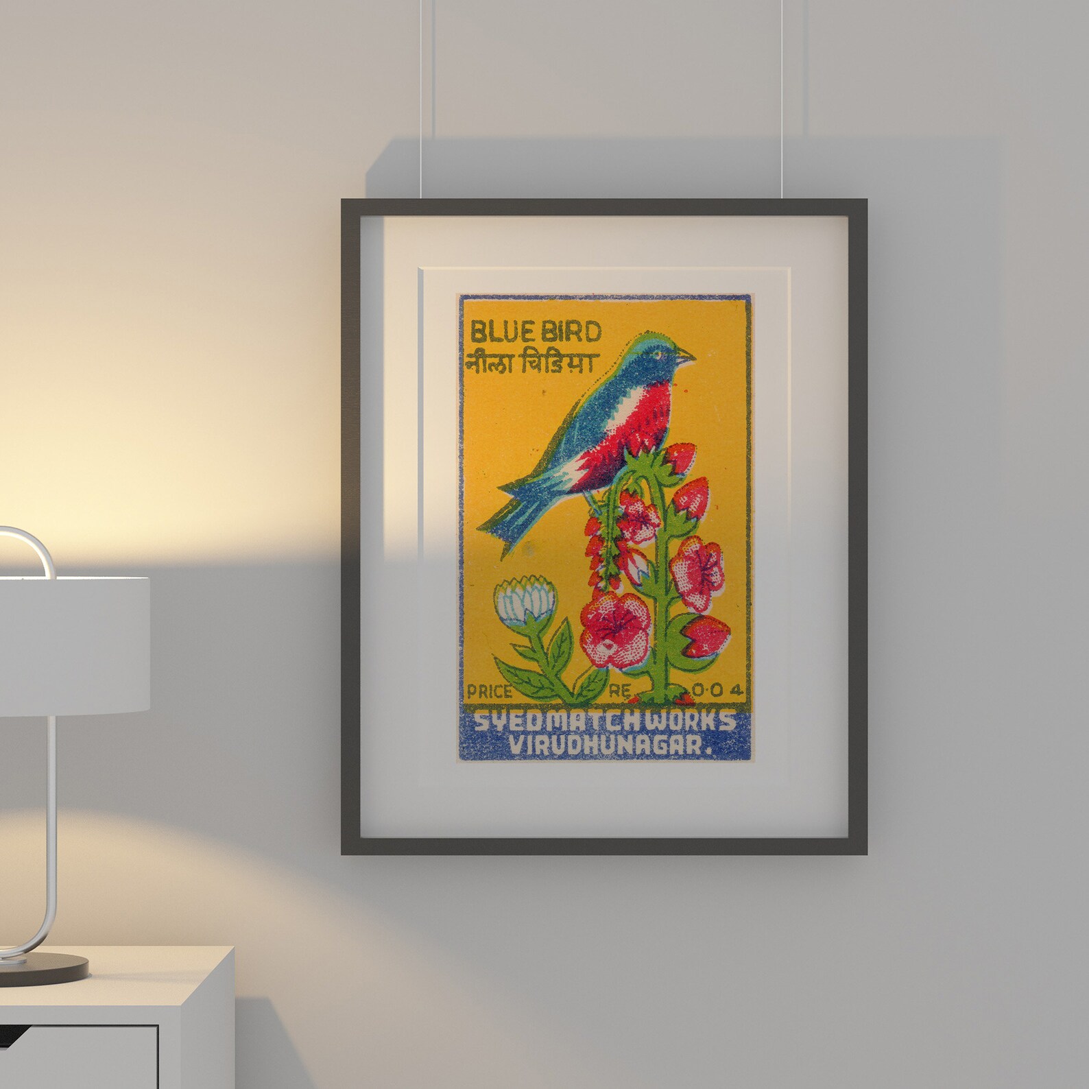 Blue Bird Matchbox Print A4 Size India Wall Art Vintage - Etsy