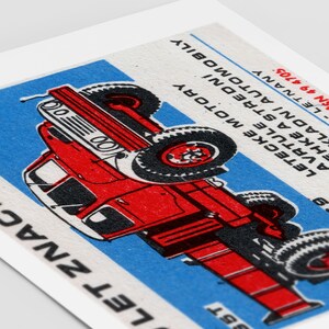 Red Tip Truck Matchbox Print Czech Wall Art Vintage Czech Art Matchbox ...