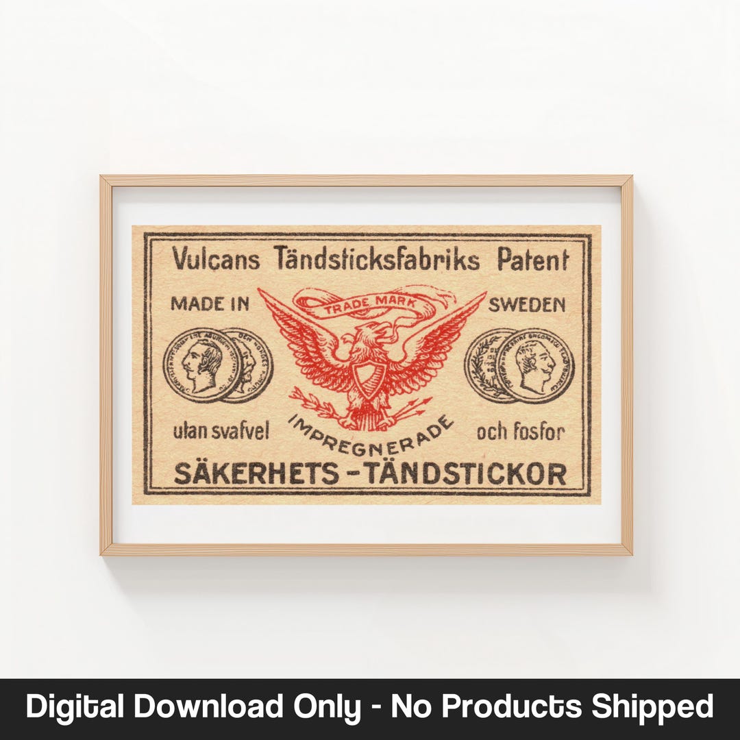 Eagle With Arrows Vintage Matchbox Label - Printable Digital Art - Red ...