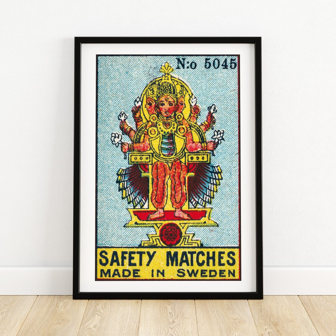 Indian God Matchbox Print India Wall Art Vintage India Art Matchbox ...