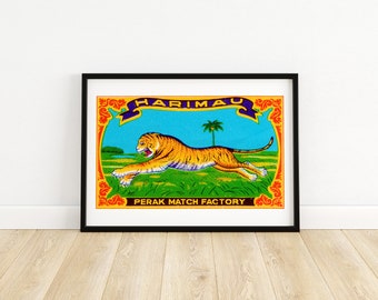 Walking Tiger Matchbox Print A4 Size India Wall Art | Etsy