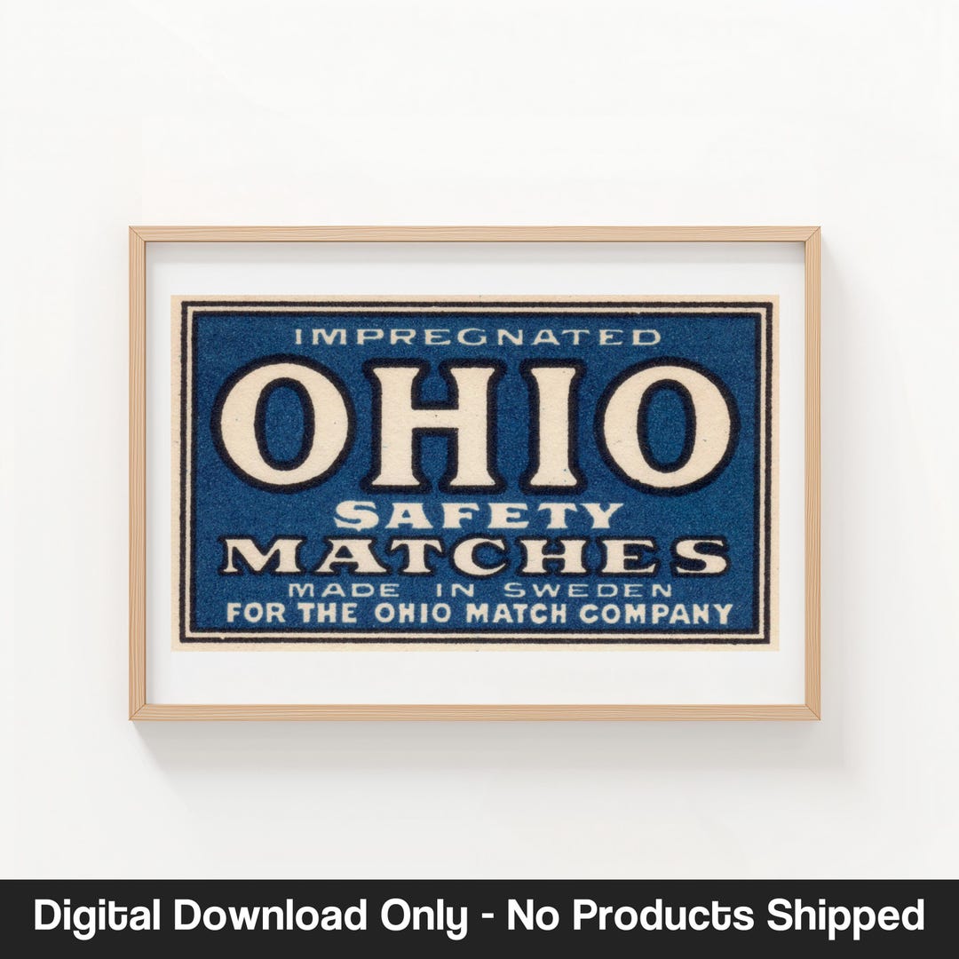 Matchbox Sweden Blue White Vintage Label Print, Retro Safety Matches ...
