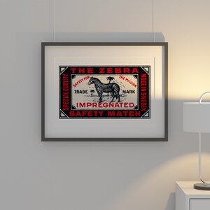 The Zebra Matchbox Print Aesthetic Wall Art Vintage Swedish Art ...