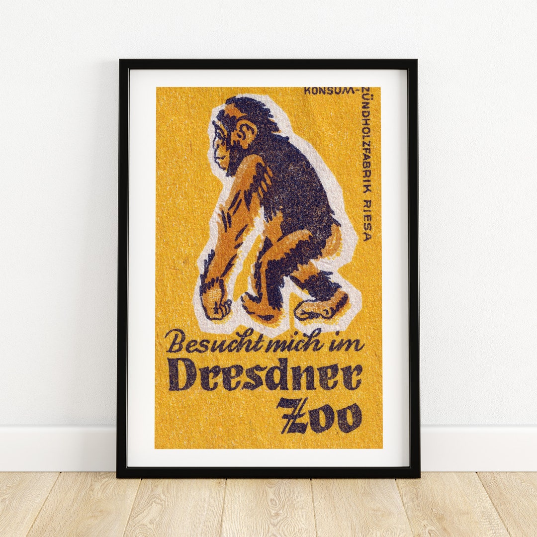 Yellow Monkey Matchbox Print Aesthetic Wall Art Vintage Eastern Europe ...