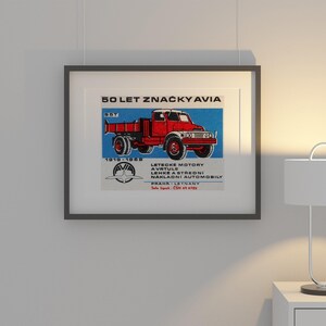 Red Tip Truck - Matchbox Print - Czech Wall Art - Vintage Czech Art ...