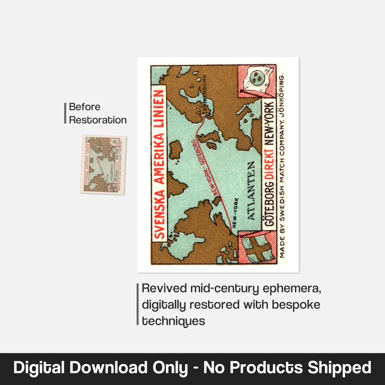 Digital Wall Art - Historic Route Map Print - New York Gothenburg ...