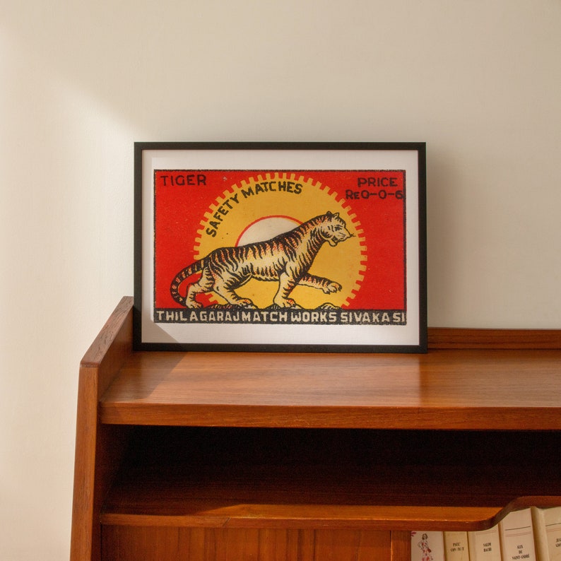 Walking Tiger Matchbox Print A4 Size India Wall Art - Etsy