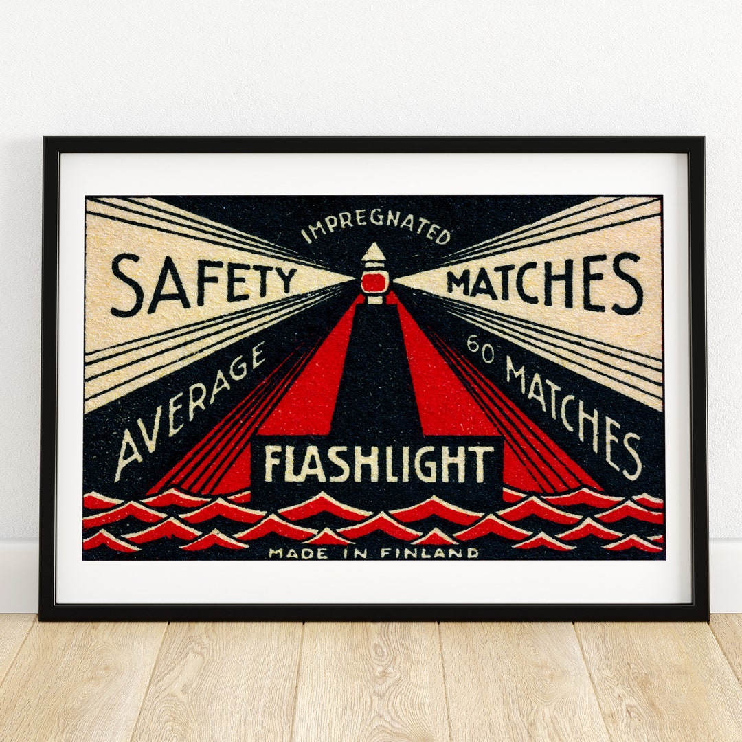 Lighthouse Matchbox Print Aesthetic Wall Art Vintage Sweden Art ...