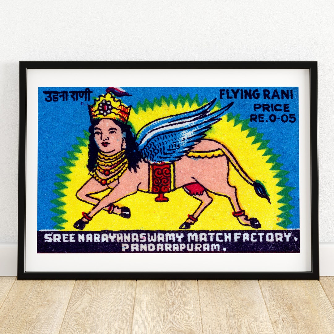 Flying Rani Matchbox Print Aesthetic Wall Art Vintage India Art ...