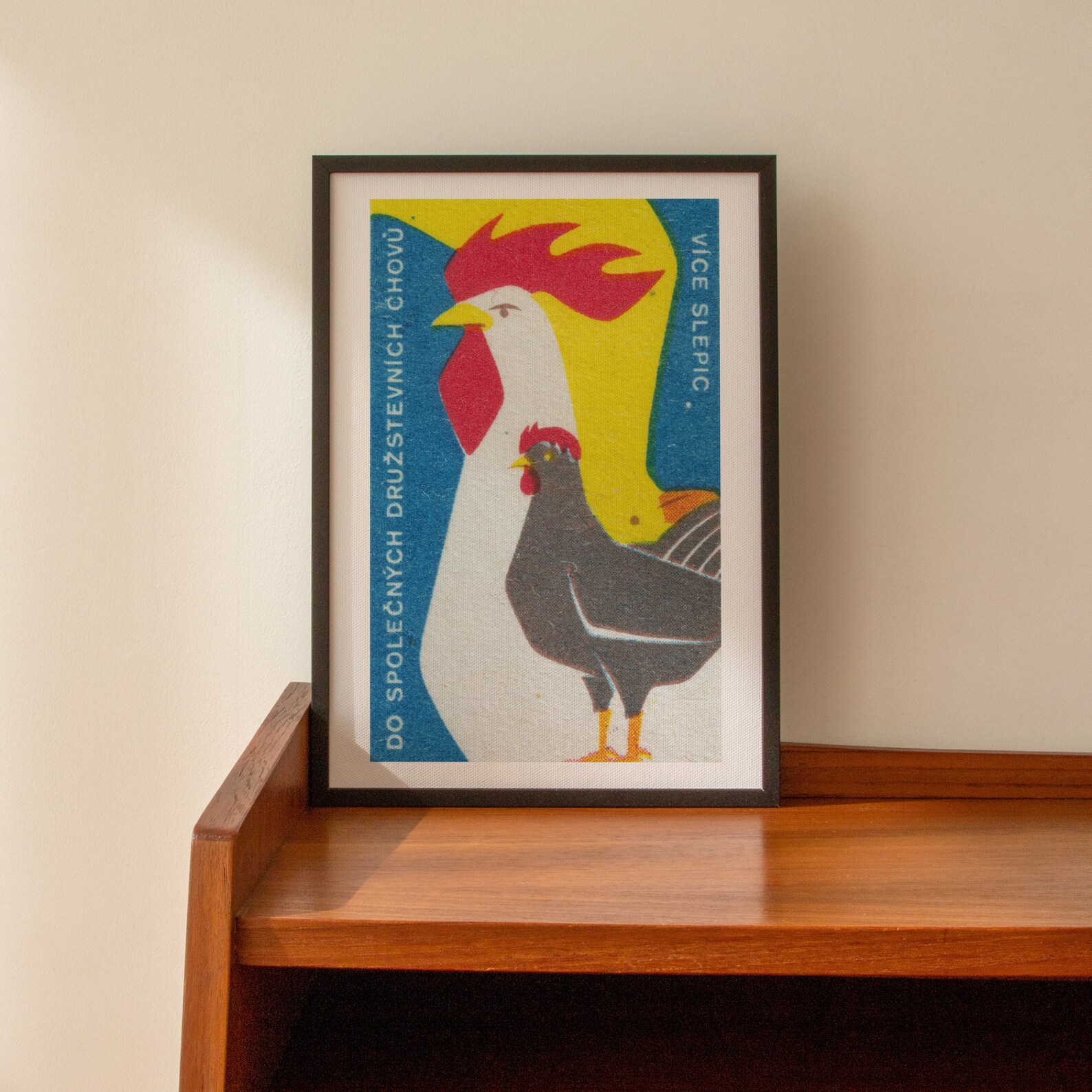 Chicken and Rooster Matchbox Print Czech Wall Art - Etsy