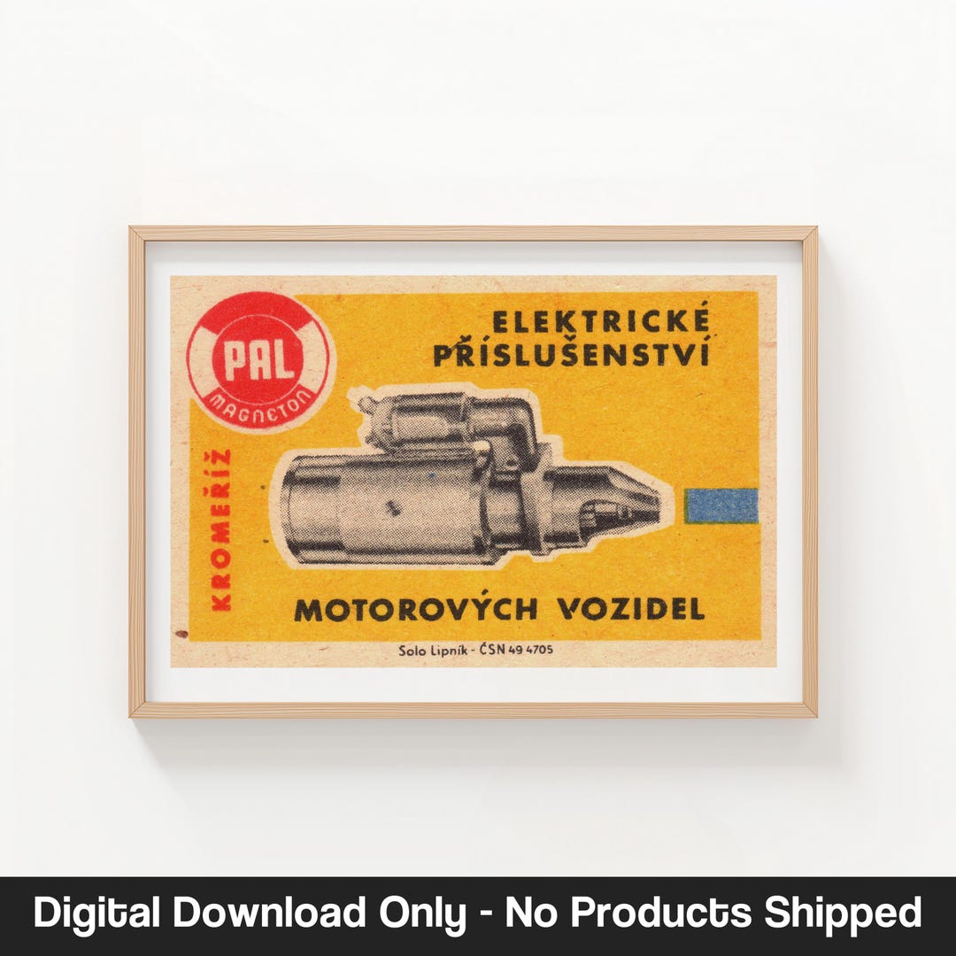 Motor Component PAL Vintage Label - Retro Mechanical Art Print - Red ...