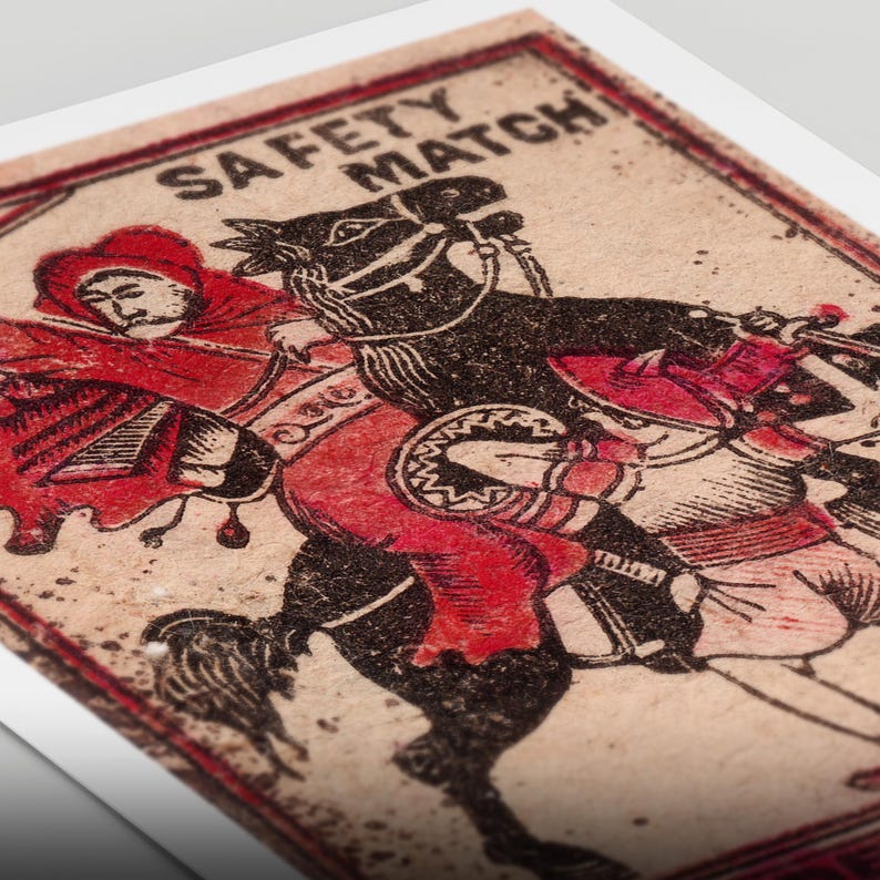 Horseman Rifle Japan Matchbox Label: Vintage Red Black Artwork, Digital ...