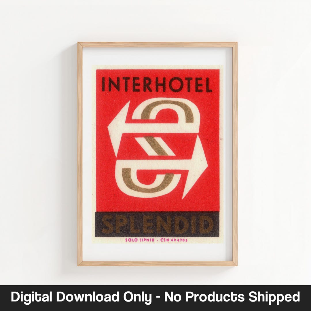 Logo With Arrows Digital Print - Retro Matchbox Label Art - Red Black ...