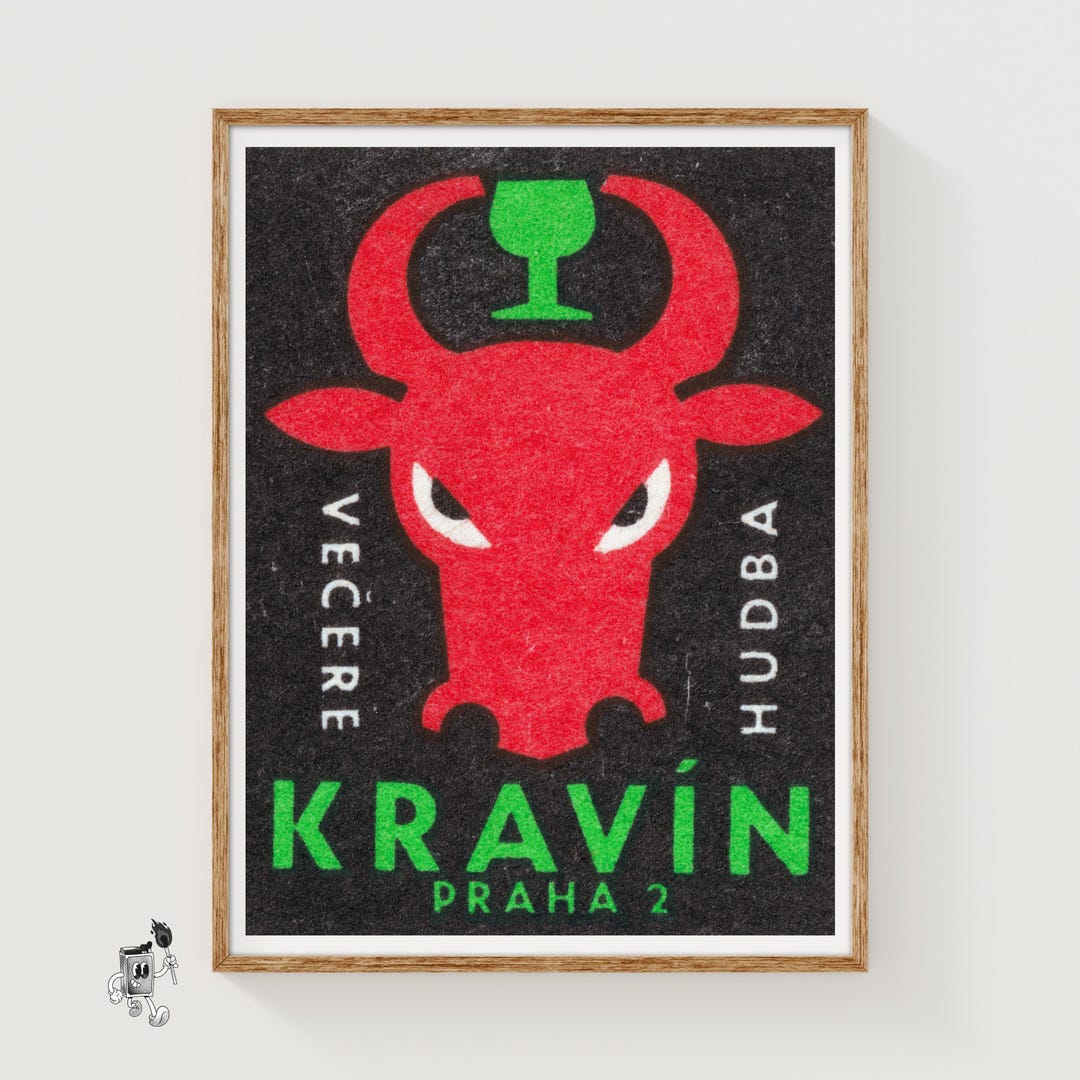 Red Cow Wine - Matchbox Print - Aesthetic Wall Art - Vintage Art ...