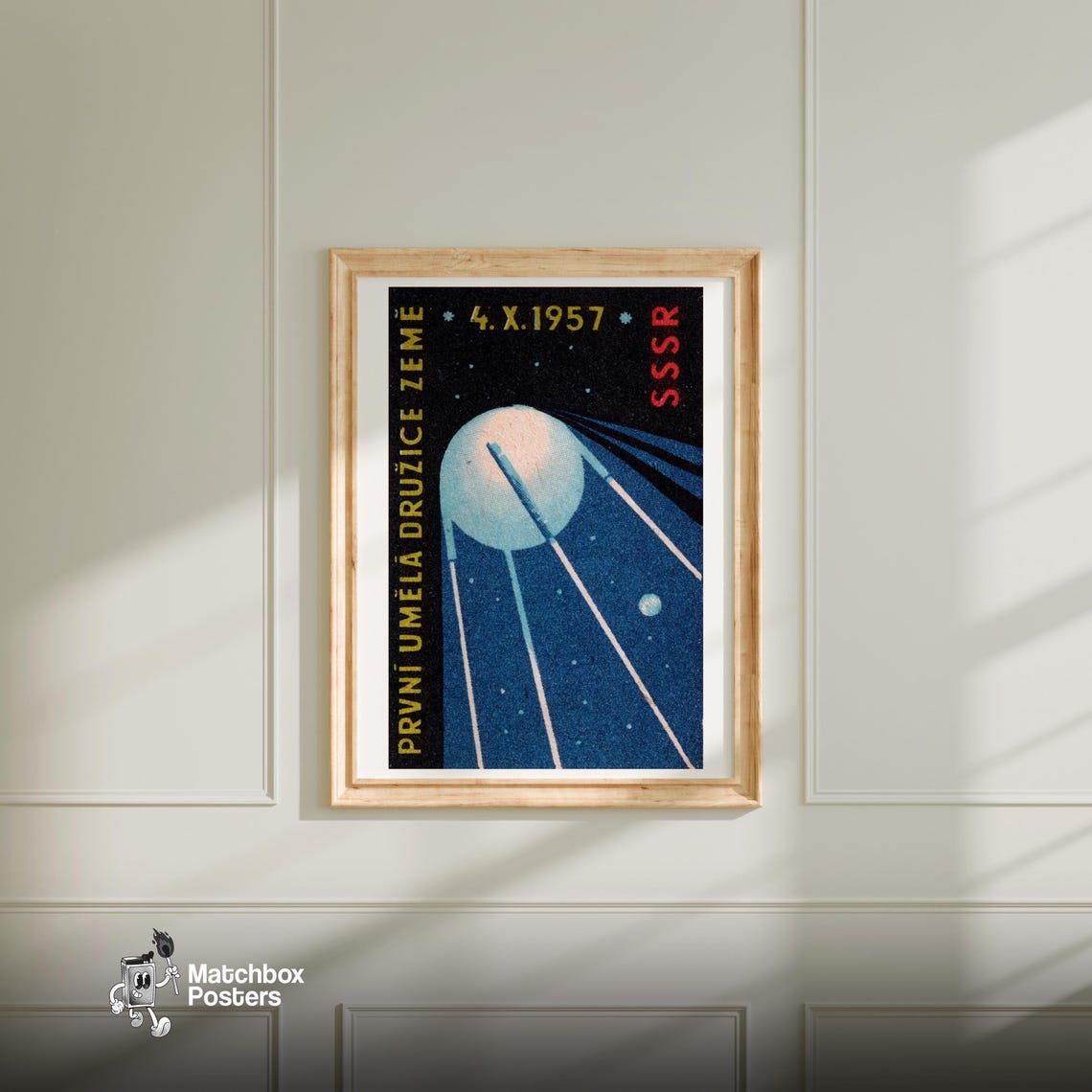 Sputnik 1957 Satellite in Space - Matchbox Print - Czech Wall Art ...