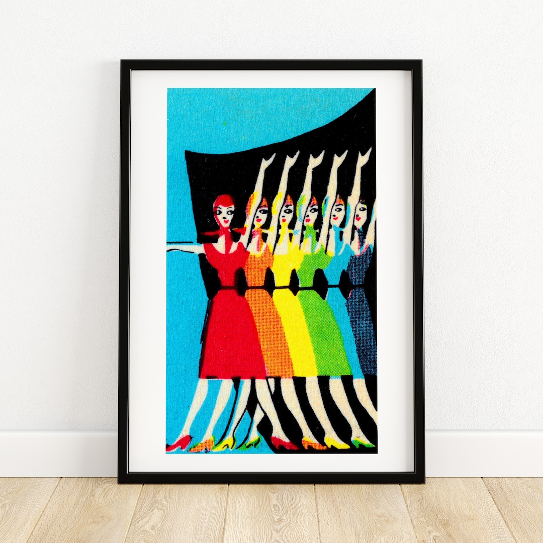 Rainbow Pride Dancers Matchbox Print Aesthetic Wall Art Vintage Eastern ...