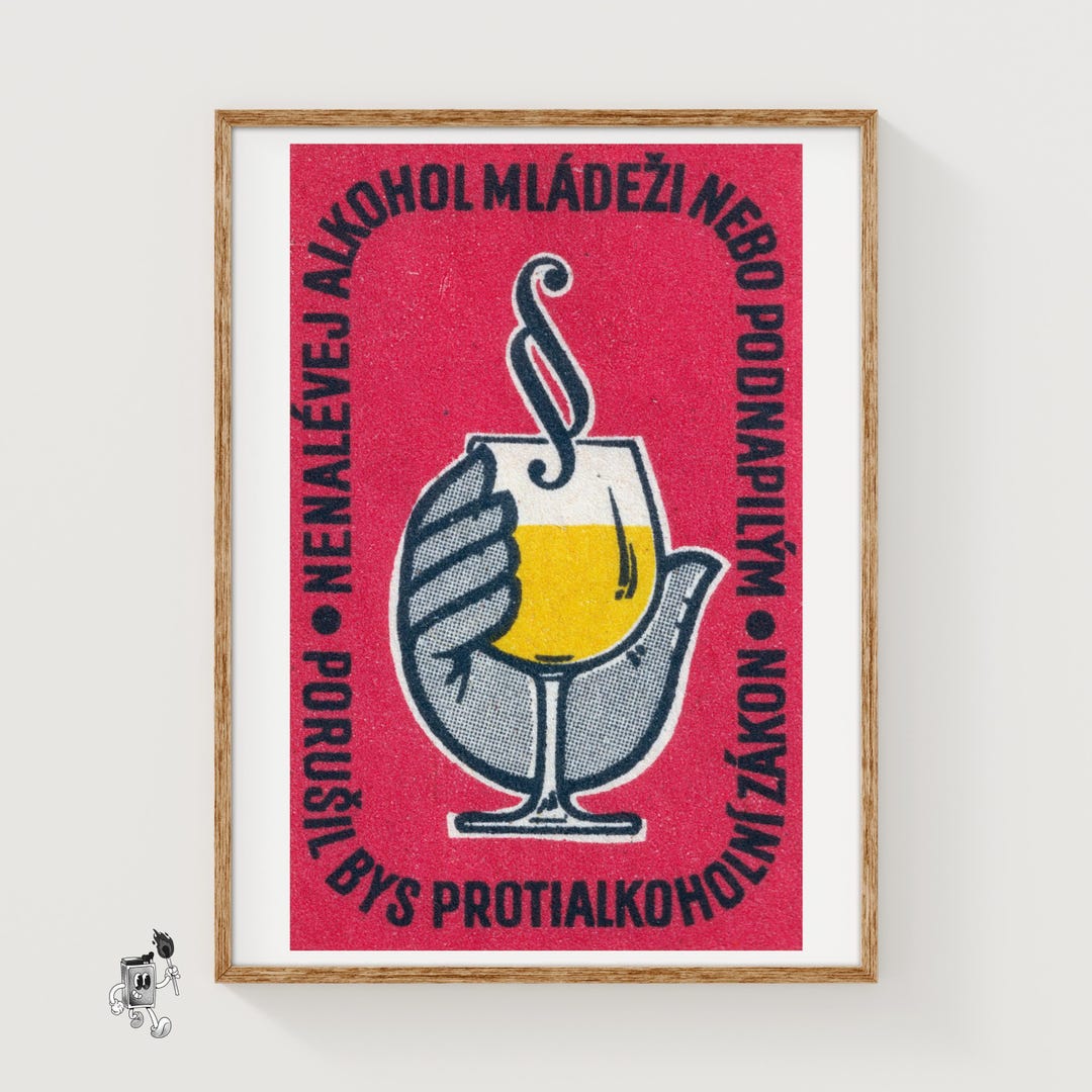 Glass of Wine - Matchbox Print - Aesthetic Wall Art - Vintage Eastern ...